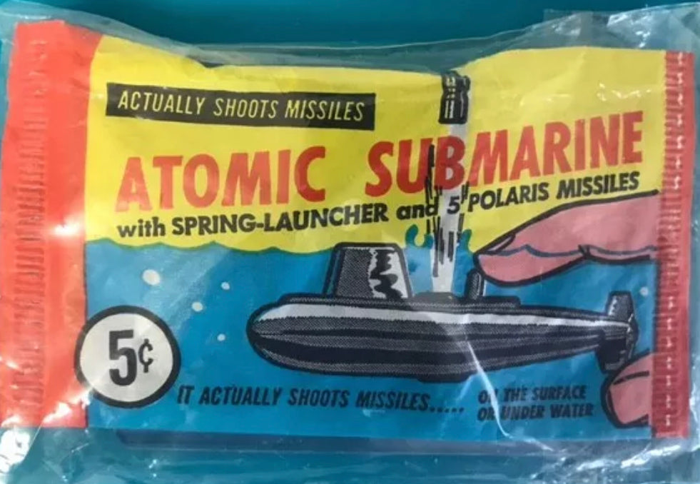 1955 ORIGINAL AUTHENTIC ATOMIC SUBMARINE TOY WAX PACK TYPE PAPER PACK ...