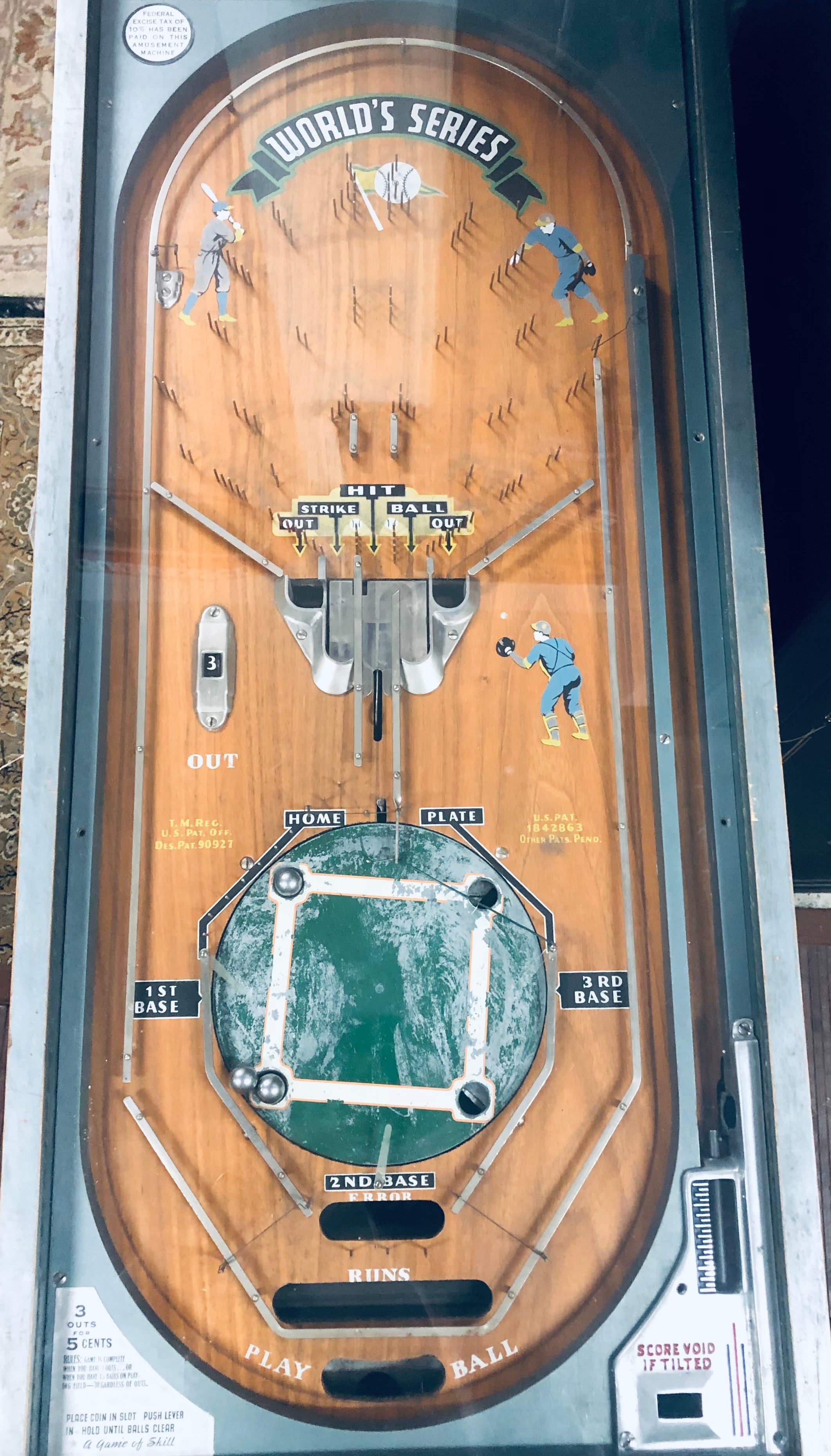 1930’s Rock Ola World Series Baseball Pinball Machine – Wax Pack Kid