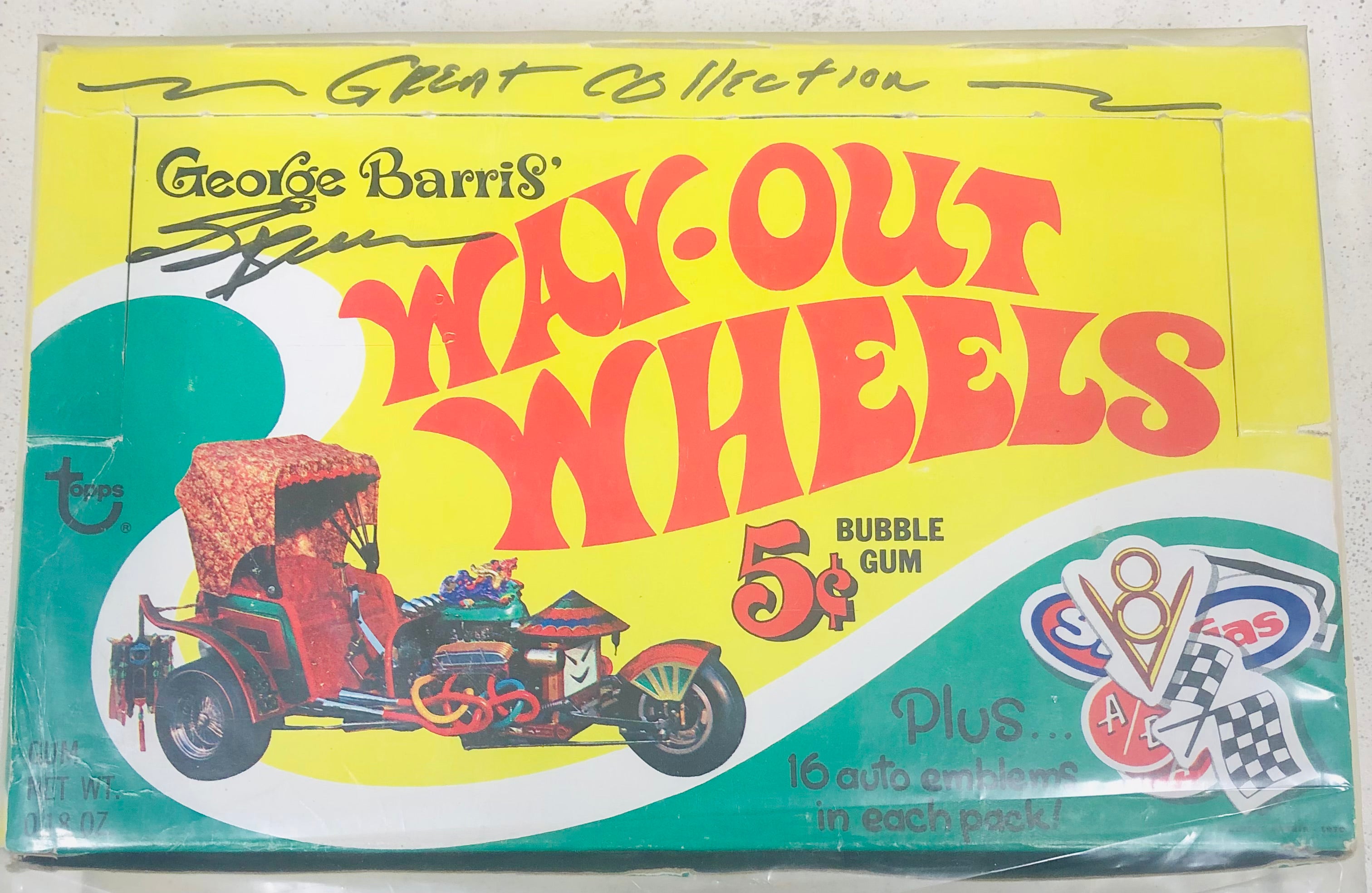 1970 Way-Out-Wheels Wax Box Signed By George Burris – Wax Pack Kid
