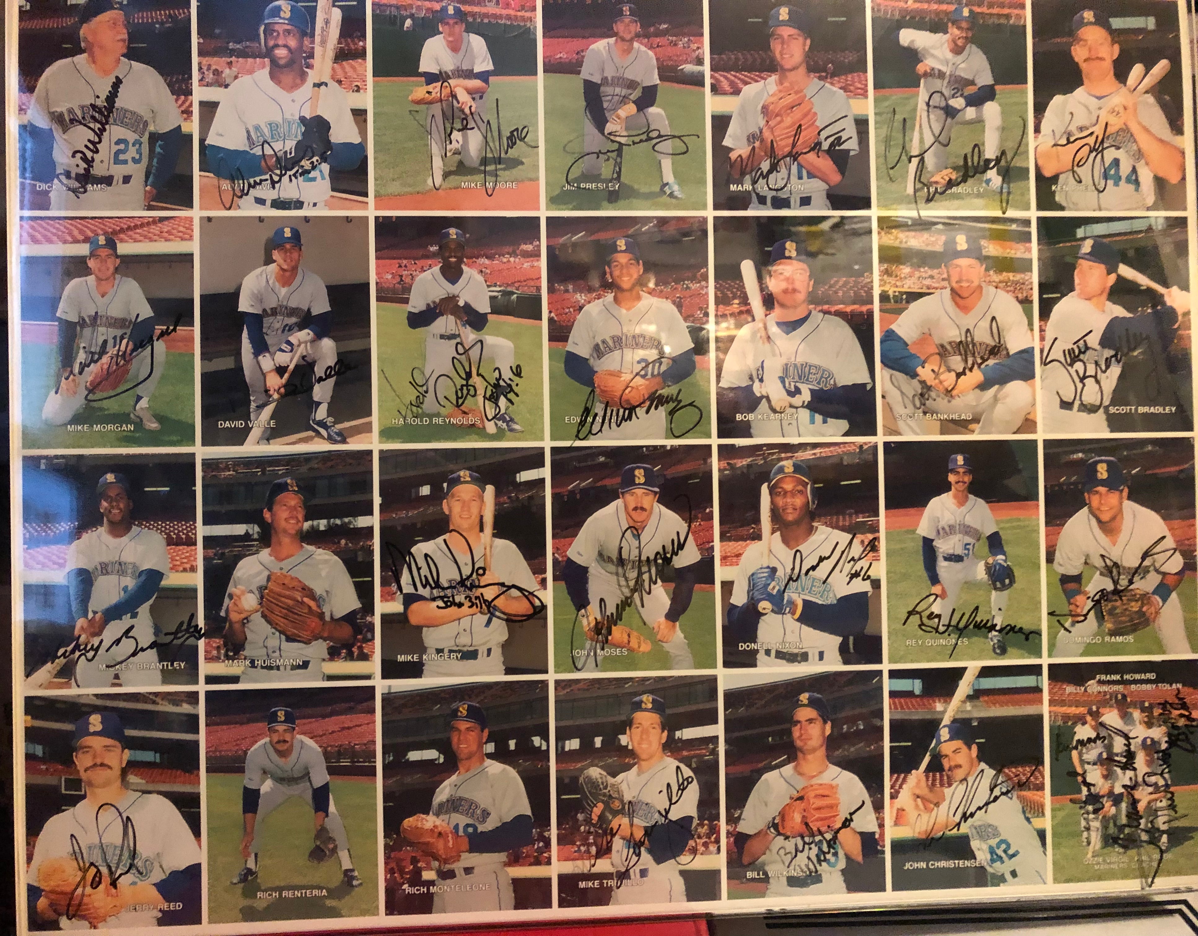 1987 Seattle Mariners Mothers Cookies Uncut Sheet Team signed 28 Sigs ...